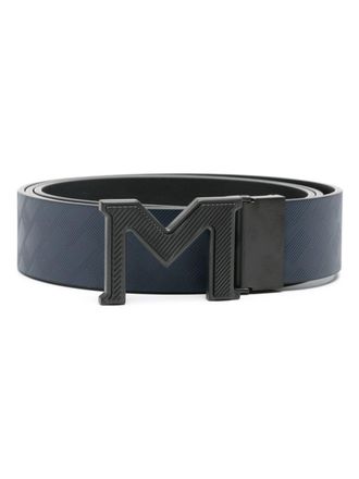 Montblanc ceinture en cuir &agrave; boucle logo - Bleu