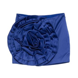 Rotate Satin Big Flower Rock - - Skirts - Damen - Blau - S