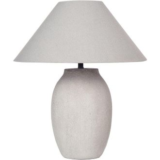 Beliani Beliani - Lampe de Table en C&eacute;ramique Grise et Lin Abat-Jour Conique 58 cm de Chevet Graliwdo