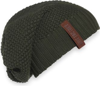 Knit Factory Coco Mütze - Strickmütze für Damen und Herren - Slouch Beanie - Wintermütze mit Wolle - Hochwertige Qualität - Khaki