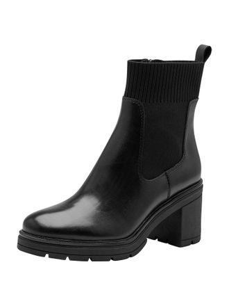 Marco Tozzi Damen Chelsea Boots mit Lederanteil mit Absatz, Schwarz (Black), 38 EU