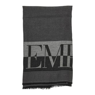Emporio Armani Homme, Accessoires, Gris, Taille: ONE Size &Eacute;charpe Ray&eacute;e avec Logo Oversize