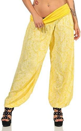 Malito more than fashion Malito Harem Pantalon en Style Boyfriend avec Orient Print Aladin Yoga 8580 Femme Taille Unique (Jaune-2)