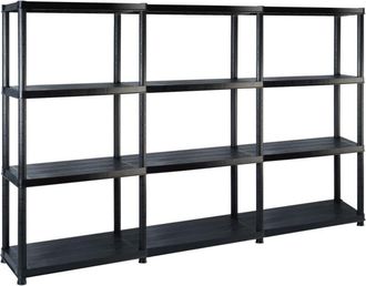 vidaXL Tag&egrave;re de rangement &agrave; 4 niveaux Noir 183x30,5x130 cm Plastique
