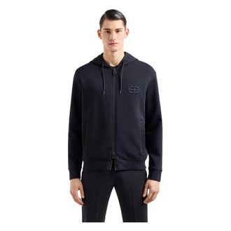 Emporio Armani Dunkelblaue sportliche Jacke im Stil mit Logo-Stickerei - - Sweatshirts & Hoodies - Herren - Blau - XL