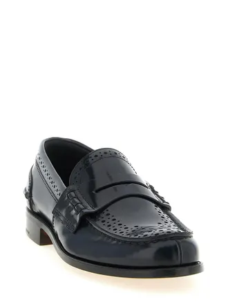 Churchs Womens Blue Calfskin Slip-On Loafers