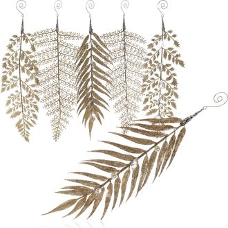 Com-Four 6X Christbaumschmuck - Glitzernde Hängedekoration - Glitzerzweig mit Dekosteinen zum Aufhängen - Weihnachtsbaumanhänger 34 cm [Auswahl variiert] (gold