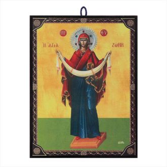 NKlaus Ikone Maria Schutz icon 9,7x13,5x1,2cm Christliche Ikone orthodox aus Griechenland 1010