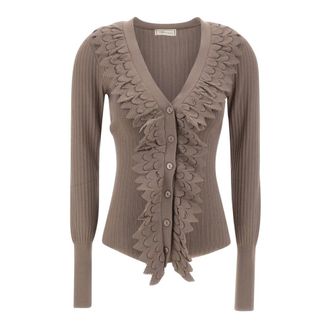 Blumarine Gilet en maille &agrave; ruch&eacute;s - Femme - Pulls - Brun - Taille: 38 FR