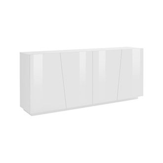 Dmora Dmora - Credenza Apollo, Madia Da Cucina A 4 Ante, Buffet Da Soggiorno, 100% Made In Italy, Cm 200x43h86, Bianco Lucido