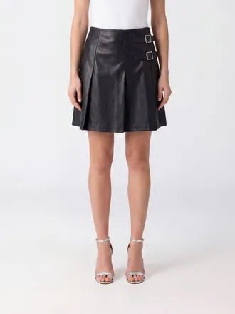 Pinko Minijupe &eacute;vas&eacute;e en similicuir avec boucle d&eacute;corative &agrave; la taille