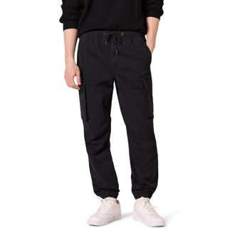 Amazon Essentials Herren Cargo-Jogginghose mit normaler Passform und Kordelzug an der Taille, Schwarz, XXL