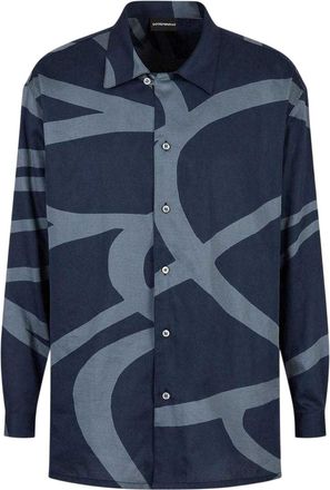 Emporio Armani Hemd f&uuml;r Herren, Baumwolle, Lang&auml;rmlig (Blau)