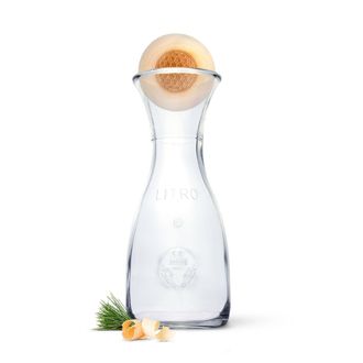 Zirbelino Zirbenkugel-Set Blume des Lebens mit 1 Liter Misura Wasserkaraffe - luftgetrocknetes Zirbenholz