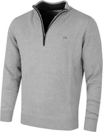 Calvin Klein Golf Hommes Pull en Coton - Argent - XXXXL