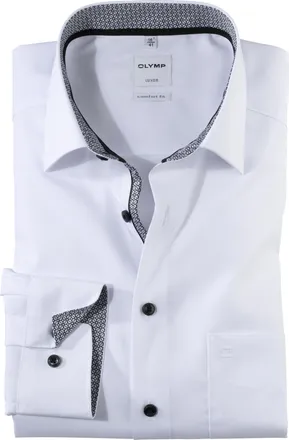 Olymp Businesshemd OLYMP Luxor comfort fit, Herren, Gr. 39, N-Gr, schwarz-wei&szlig; (wei&szlig; anthrazit), Web, Obermaterial: 100% Baumwolle, kontrastfarbene Details,