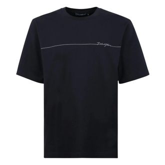 Dolce & Gabbana Logo-Stickerei T-Shirt - - Tops - Herren - Blau - L