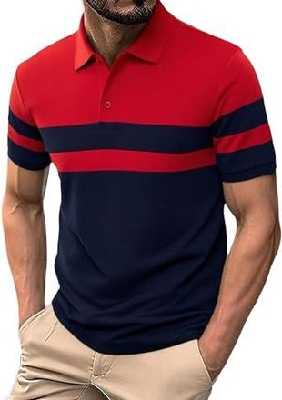 Generic Polo d&eacute;t&eacute; pour homme - Haut &agrave; manches courtes - Col &agrave; revers tendance - Grande taille - Doux &agrave; porter - Respirant - Durable - Costume de sport pour un