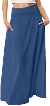 Generic Robes boh&egrave;me 2026 pour femmes, jupes longues florales boh&egrave;mes 2025, jupe longue fluide, taille haute, d&eacute;t&eacute; r&eacute;guli&egrave;re, noir fonc&eacute;, XXL