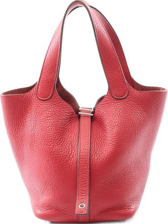 Hermès sac cabas Picotin Lock en cuir (2018) - Rouge