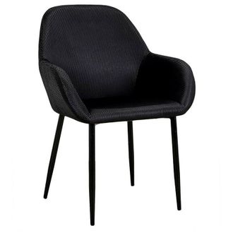 The Home Deco Factory The Home Deco Factory - Fauteuil velours c&ocirc;tel&eacute; Giulia noir