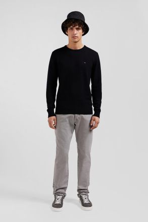 Eden Park Pull Col Rond En Laine Et Coton Noir Coupe Regular