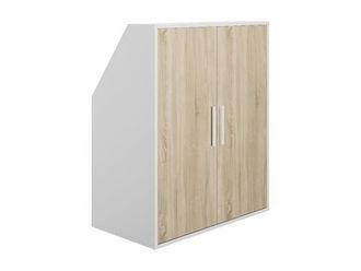 Vente-Unique Armoire sous Pente 2 Portes - Blanc et Naturel - ADEZIO