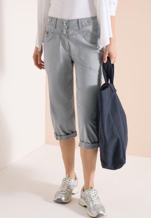 Cecil 3/4-Hose CECIL Style YorkStyle NewYork, Damen, Gr. 27, N-Gr, grau (obelisk grau), Web, Obermaterial: 98% Baumwolle, 2% Elasthan, unifarben, regular fi