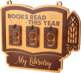 Generic Buchz&auml;hler - Aufh&auml;ngbare Dekoration Aus Holz F&uuml;r Regale,Buch Dekoschild f&uuml;r Wohnzimmer | F&uuml;r Arbeitszimmer Wohnzimmer Homeoffice Leseecke Wand Und Eck