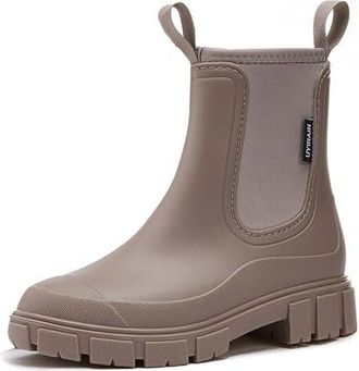 Generic Bottes de pluie imperm&eacute;ables en PVC pour femme, chaussures imperm&eacute;ables &agrave; enfiler avec semelle &eacute;paisse pour temps humide - Bottes courtes confortables