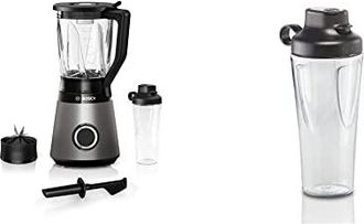 Bosch Standmixer VitaPower Serie 4 MMB6174S, 1200 W, silber & Bosch ToGo-Flasche MMZBT01B, Smoothie-ToGo-Flasche 0,6 L, bruchsicher, robust, Trinkflasche mi