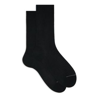 Gallo Gallo, Homme, Sous-vêtements, Noir, Taille: L Chaussettes courtes noires en coton côtelé pour hommes