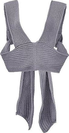 Generic D&eacute;bardeur court sans manches &agrave; nouer et dos nu pour femme, gris, Taille unique