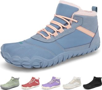 Saguaro Barfuss Schuhe Damen Winter Barfu&szlig;schuhe Damen Wasserabweisend Barfu&szlig; Winterschuhe Warm Gef&uuml;ttert Winterstiefel Blau, Gr.40