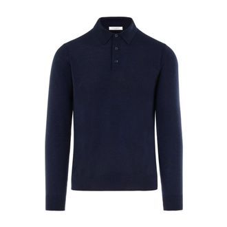 Paolo Pecora Homme, Tops, Bleu, Taille: L Pull Polo à Manches Longues Bleu