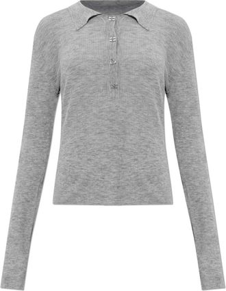 Ganni Femme, Pulls, Gris, Taille: 42 FR Polo Ajust&eacute; en Laine