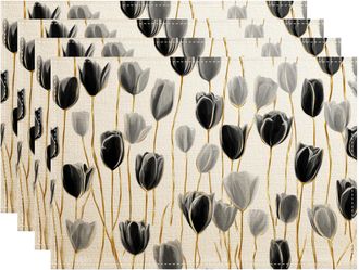 Generic Tischsets mit Tulpen, elegantes Blumendesign, Tischmatten zum Essen, ganzj&auml;hrig, rutschfest, waschbar, f&uuml;r drinnen und drau&szlig;en, K&uuml;chendekoration, 4 St