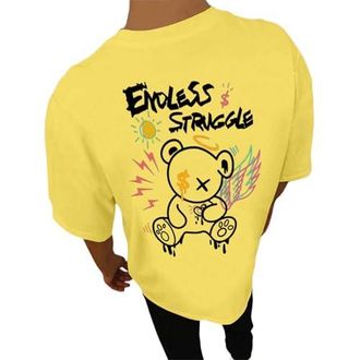 Generic T-shirt imprim&eacute; dos pour homme - T-shirt d&eacute;t&eacute; &agrave; manches courtes - T-shirt tendance - Style r&eacute;tro - Chemise d&eacute;contract&eacute;e pour gar&ccedil;on - Col rond - Grand