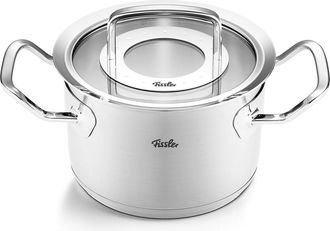 FISSLER Original-Profi Collection/Edelstahl-Kochtopf (Ø 16 cm, 2,1L) Töpfe inkl. Glas-Deckel - Induktion, Silber