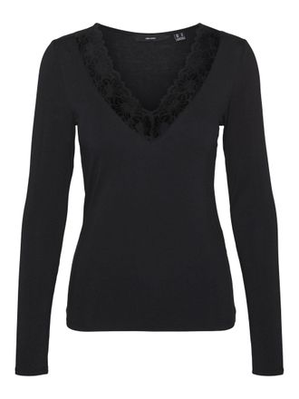 Vero Moda VMROSA LS V-Neck LACE TOP GA JRS NOOS