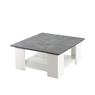 Symbiosis Square Table Basse Blanc et Effet B&eacute;ton 67x67x30,5 cm