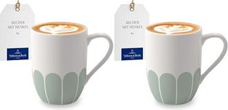 Villeroy & Boch Fleur vert Henkelbecher gr&uuml;n, Sp&uuml;lmaschinenfest, Mikrowellensicher, Becher f&uuml;r Kaffee & Hei&szlig;getr&auml;nke, Teetasse, Tasse mit Griff, Kaffeebecher, Kaffeet