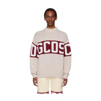 GCDS Wool Logo Band Sweater - - Knitwear - Herren - Wei&szlig; - S