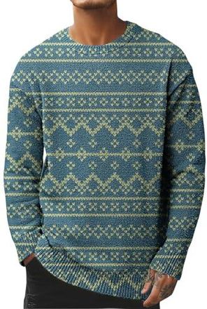Generic Pull de Noël pour homme - Pull de Noël amusant - Poignets élastiques - Super doux et confortable - Pull thermique à col rond - Pour loisirs, golf, voy