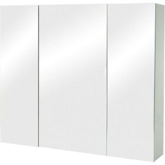 Hhg Armoire &agrave; glace 806b, armoire de salle de bain suspendue, 6 &eacute;tag&egrave;res haute brillance MVG-certifi&eacute; 70x80x16cm, gris