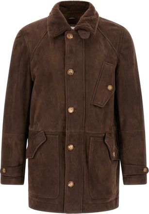 Brunello Cucinelli Homme, Vestes, Brun, Taille: 2XL Parka Model Sheepskin Jacket