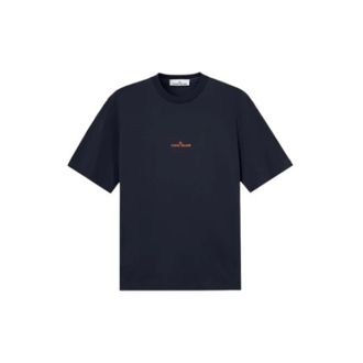 Stone Island Homme, Tops, Bleu, Taille: M T-shirt en coton merceris&eacute; textur&eacute;