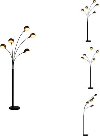 vidaXL Stehlampe 200 cm 5 x E14 Schwarz und Golden - Stehlampe - Bogenlampe - Wohnzimmerlampe - Esszimmerlampe - Modernes Lichtdesign