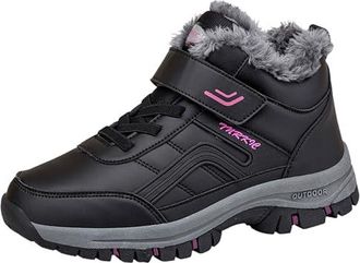 Generico Chaussures Neige Femmes Laine Bottes de neige dhiver pour les femmes Fond plat &eacute;pais antid&eacute;rapant Bout Lace Up Hook Loop Couleur unie Peluche chaude e