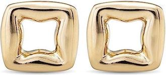 Uno De 50 UNOde50 Une des 50 boucles doreilles plaquées or 18 carats avec petite forme en maille carrée et fermeture à écrou